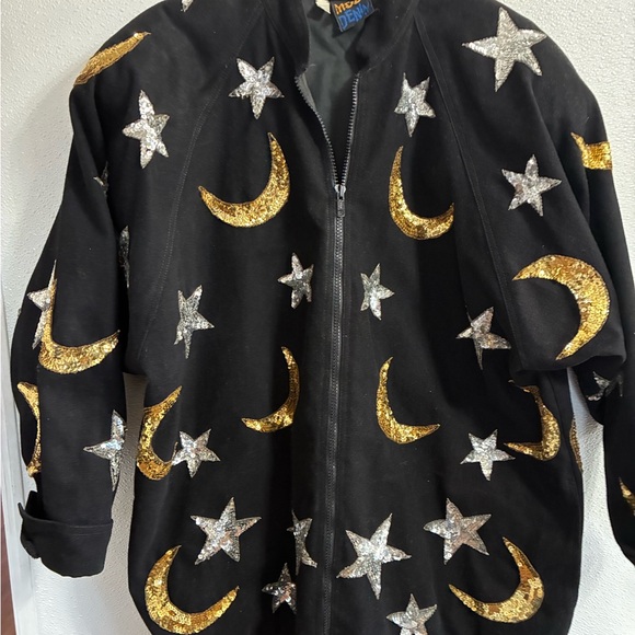 Modi | Jackets & Coats | Vintage Modi Celestial Black Jacket With Gold ...